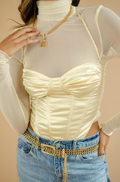 Emmy Satin Corset Tank Cream – Shellsea