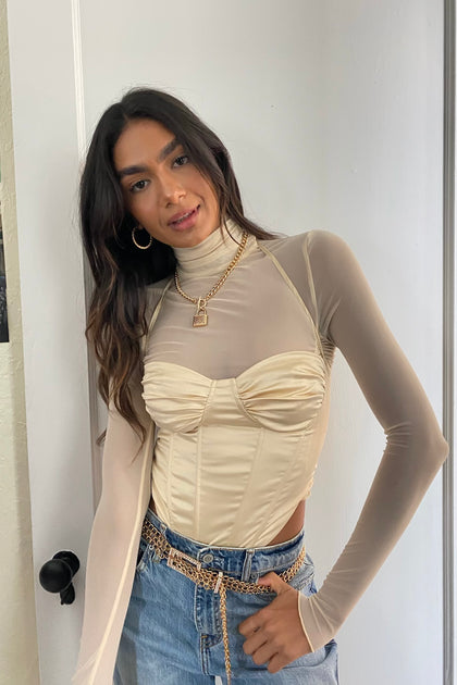 Emmy Satin Corset Tank Cream – Shellsea